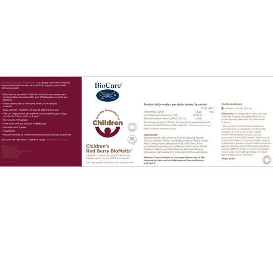 BioCare Children's Red Berry BioMelts Sachets | Cosmetify