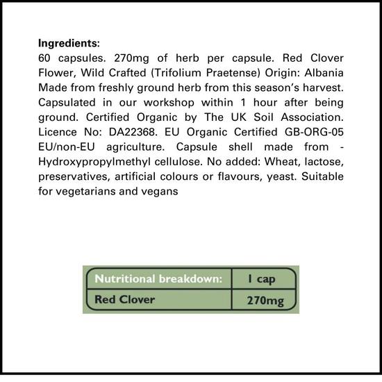 Fushi Organic Red Clover Flower Veg Capsules | Cosmetify